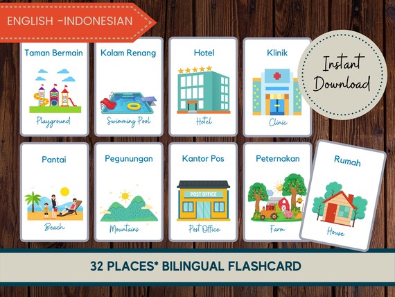 Indonesian Flashcards Indonesian Printable Learning | Etsy