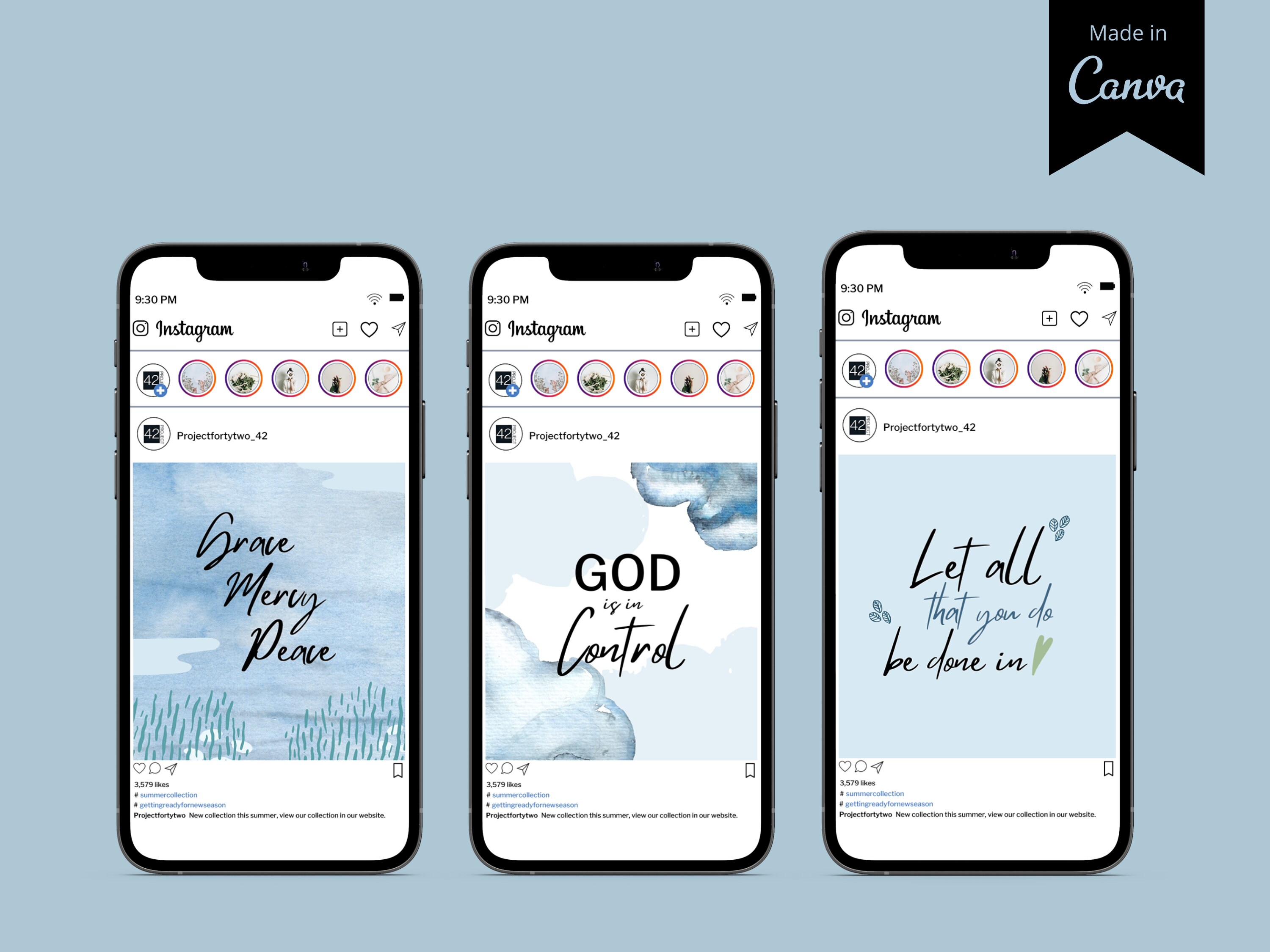 Bible Verse Instagram Template for Canva User Blue Canva - Etsy UK