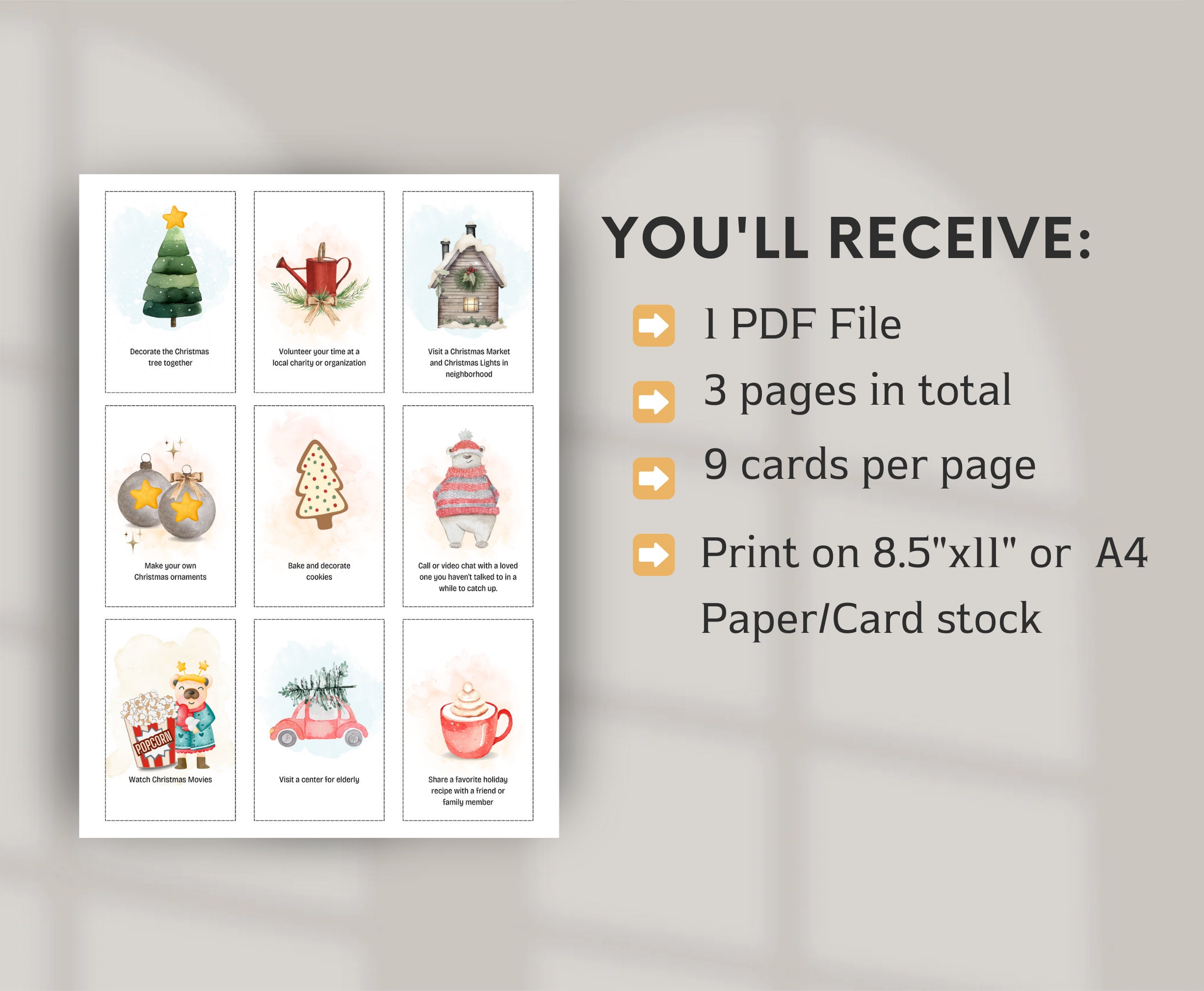 Advent Activity Cards, 25 Printable Advent Activity Cards, Christmas ...