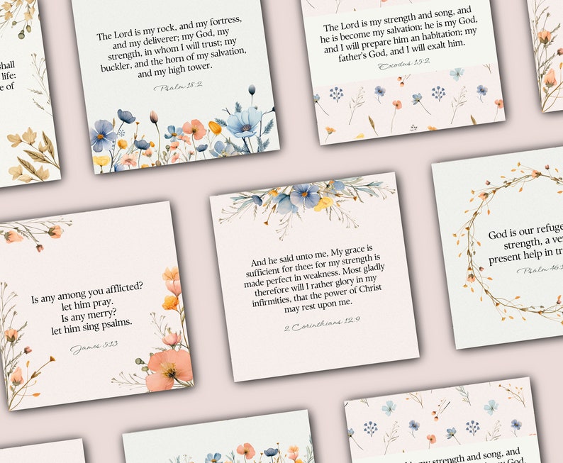 KJV Bible Scripture Cards, Set of 52 Printable Bible Verse Cards ...