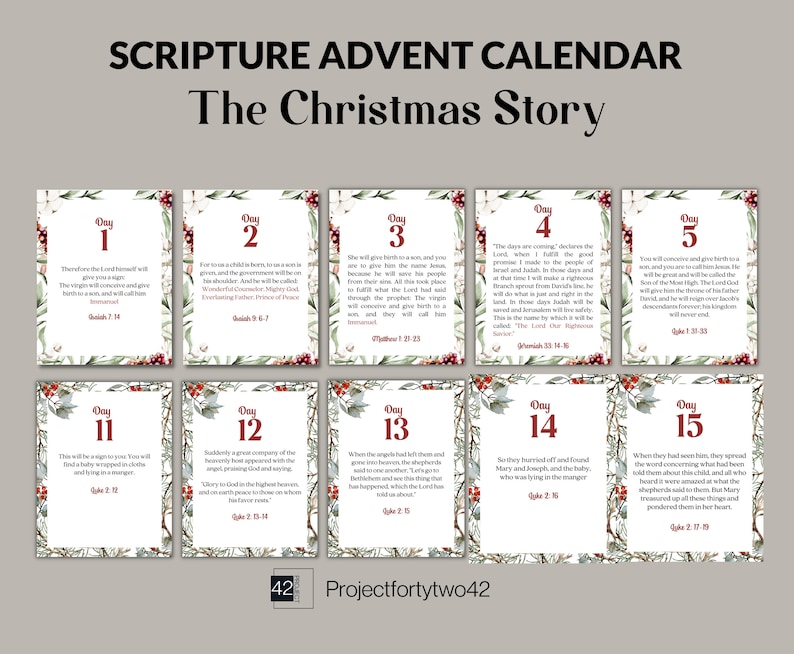 Scripture Advent Calendar for Printable Christmas Countdown - Etsy