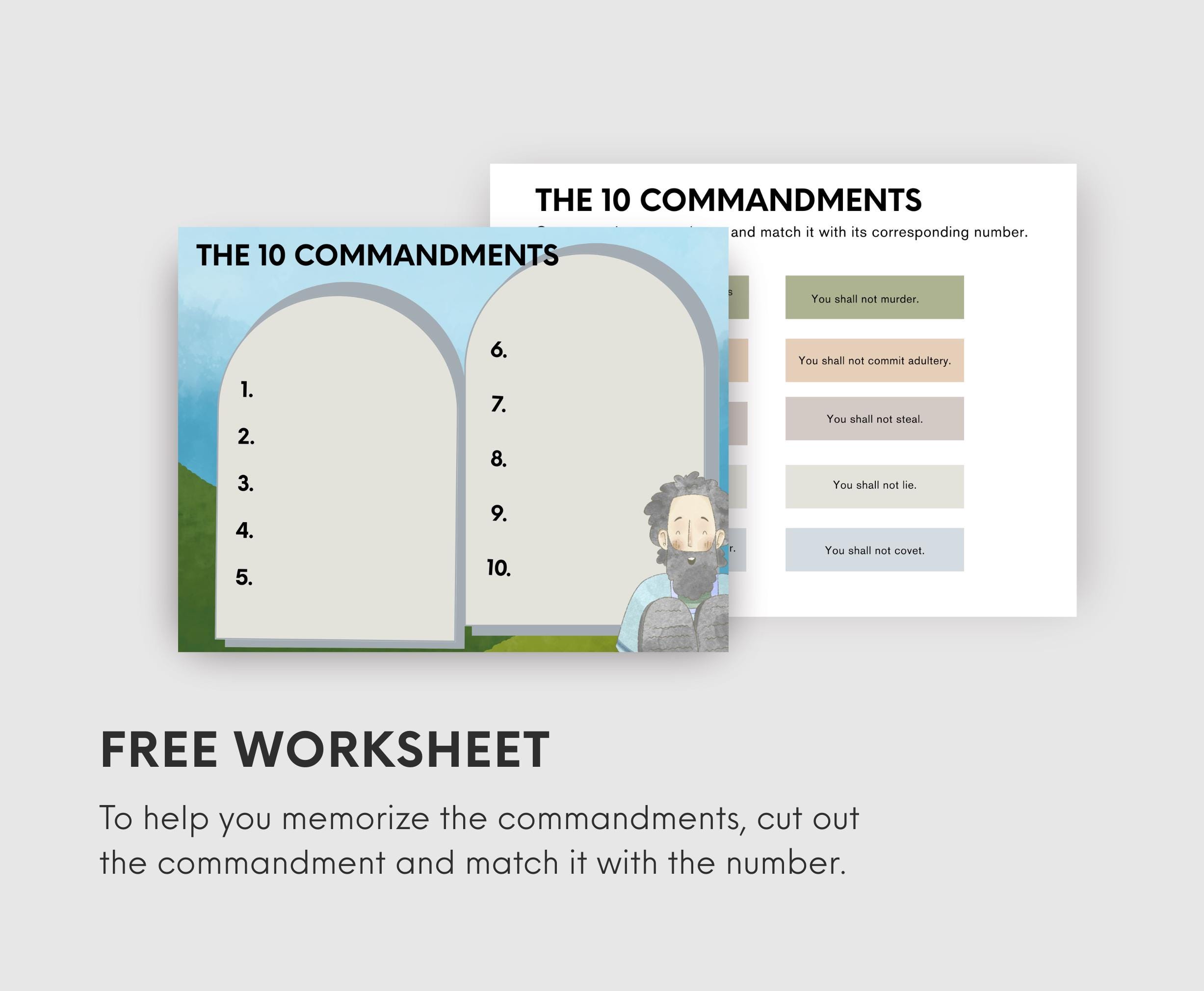 Ten Commandments Flashcards: Kids Bible Study (printable) - Etsy