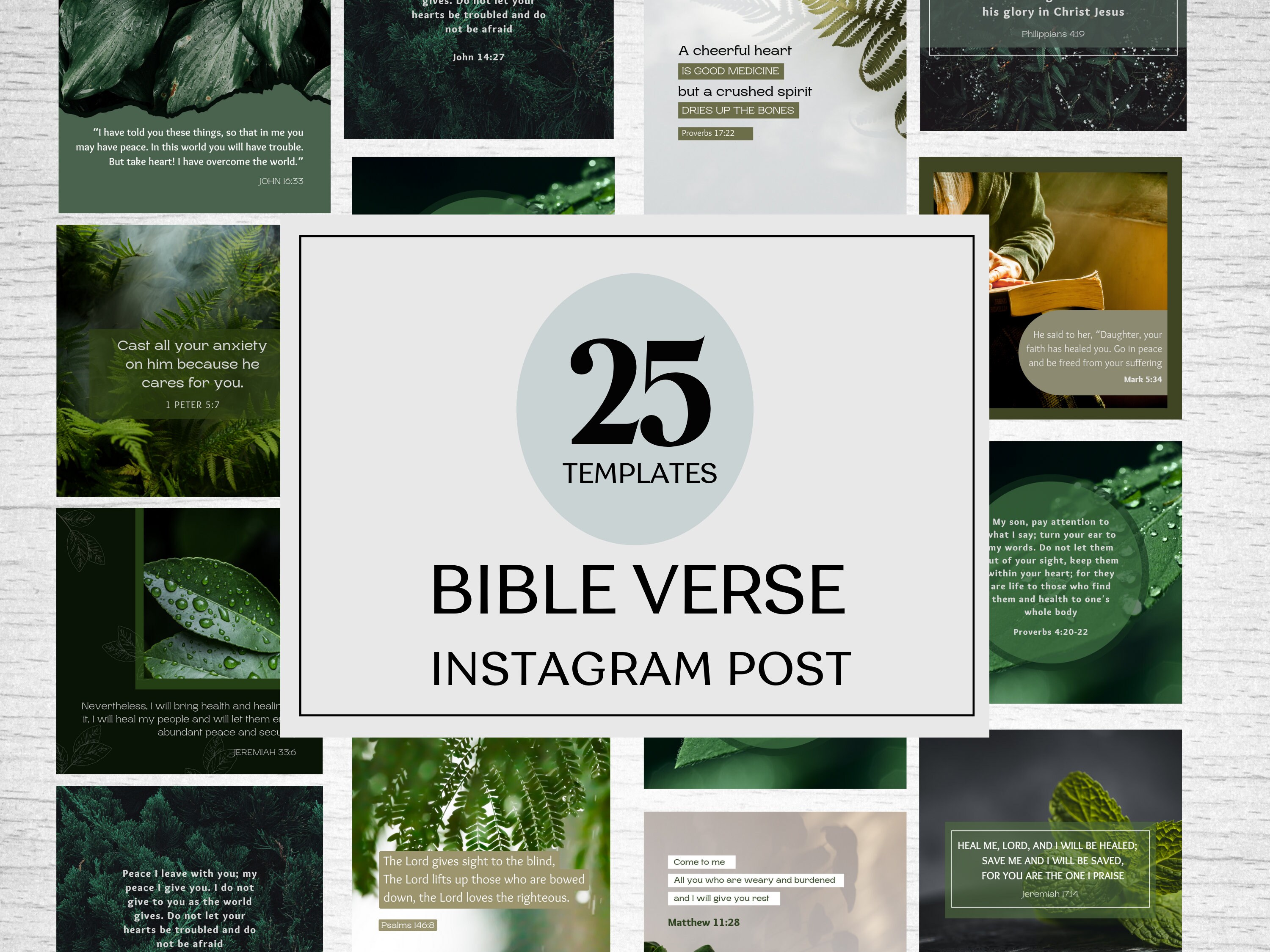 25 Bible Verse Instagram Canva Template, Christian Instagram Post ...