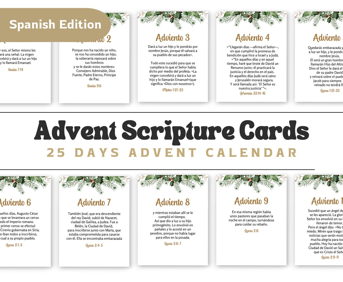 Spanish Scripture Advent Calendar, Christmas Countdown, Spanish ...