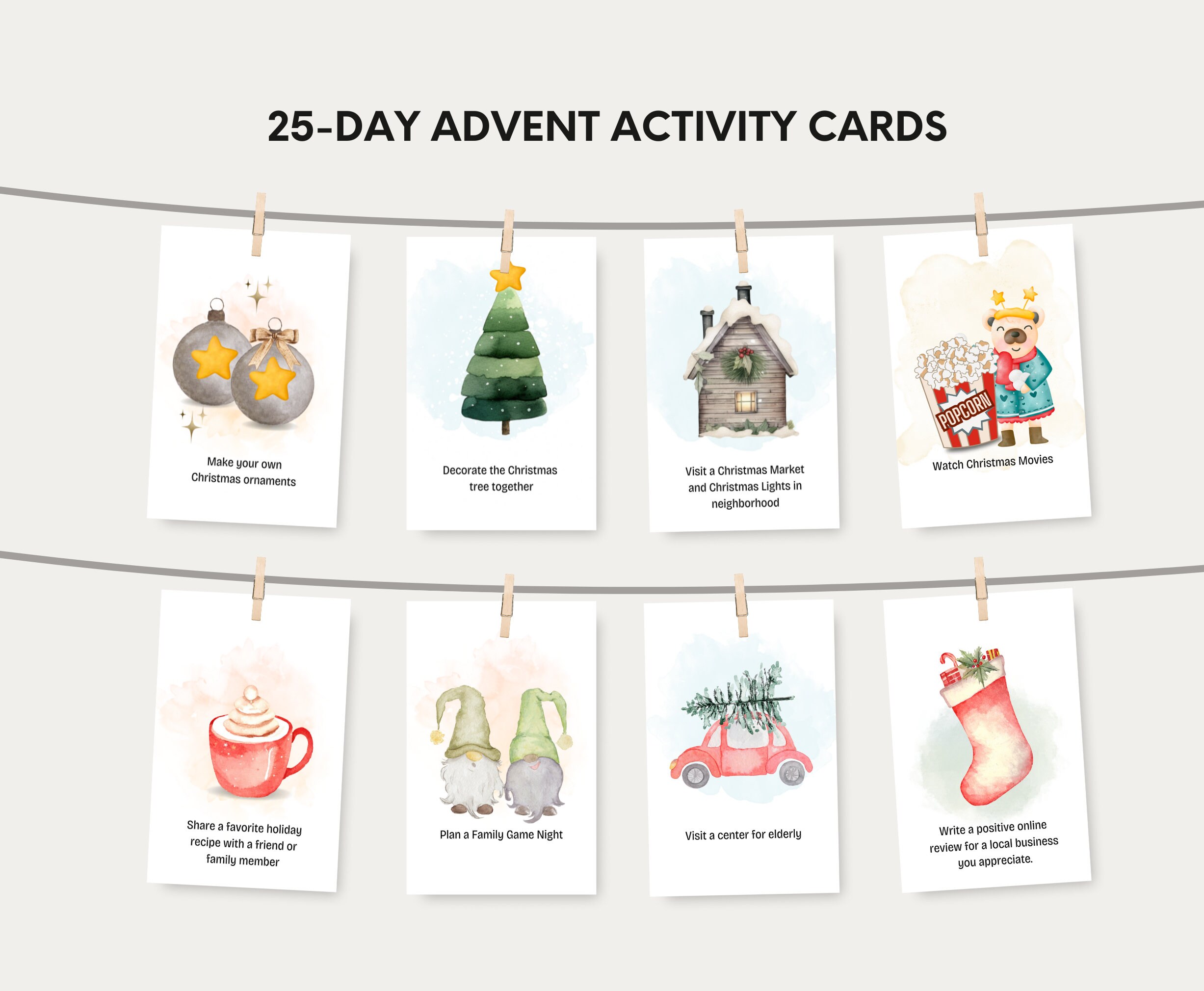 Advent Activity Cards, 25 Printable Advent Activity Cards, Christmas ...