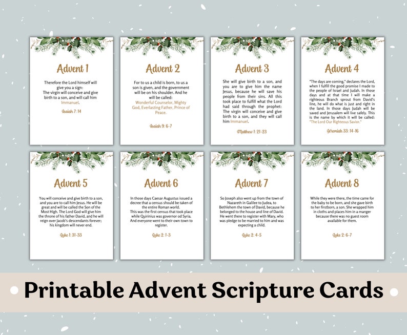 Scripture Advent Calendar for Printable, Christmas Countdown, Bible ...