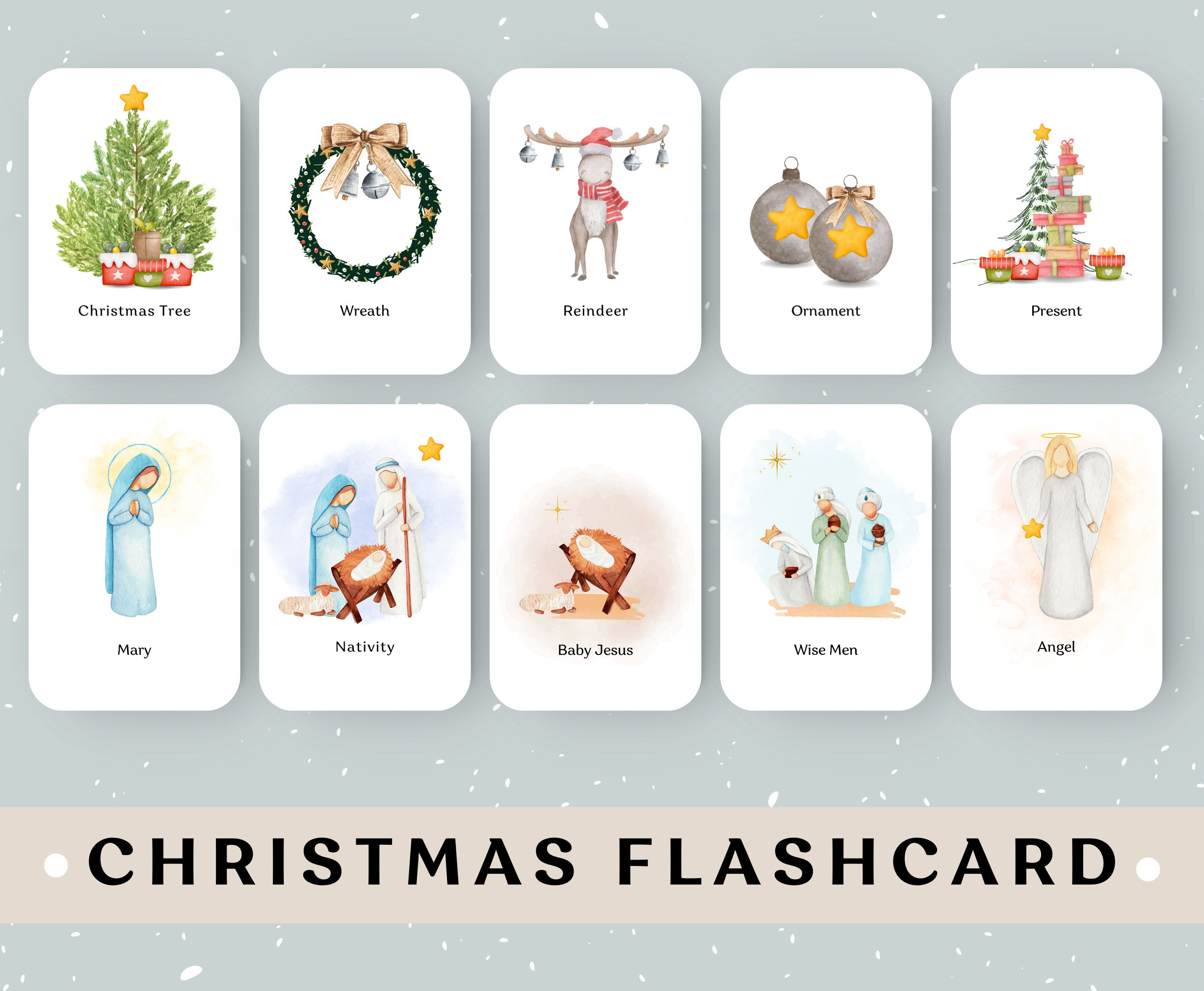 Christmas Words Flashcard, Christmas Vocabulary, Digital Download ...