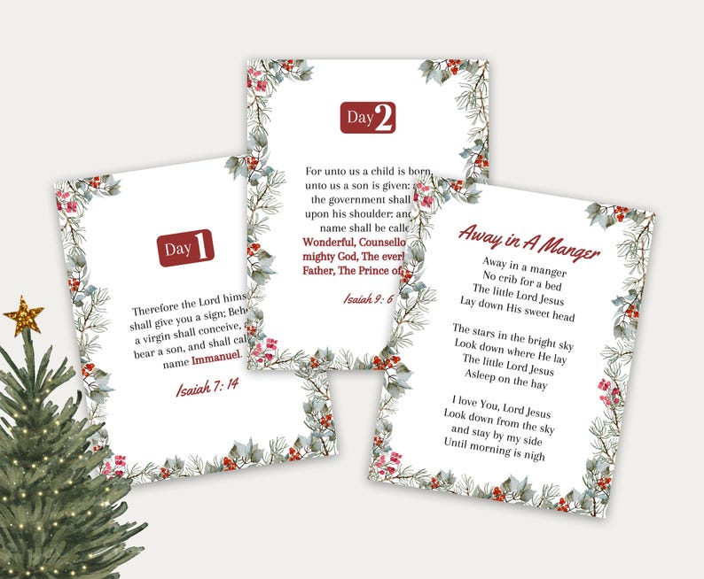 Scripture Advent Calendar Card, Printable Christmas Bible Verses ...
