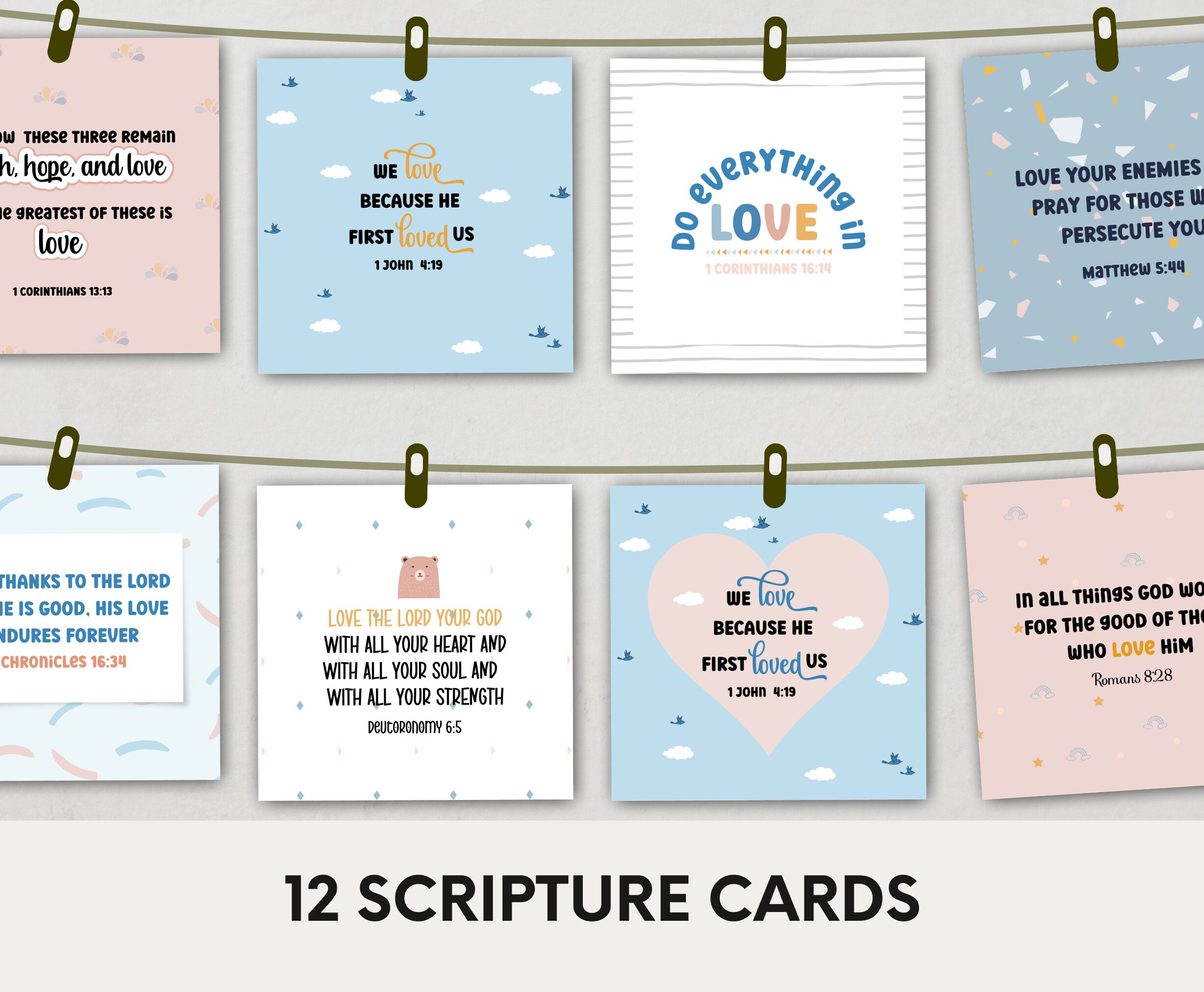 Kids Scripture Cards, Children's Bible Verse Memory, Scripture Card for ...