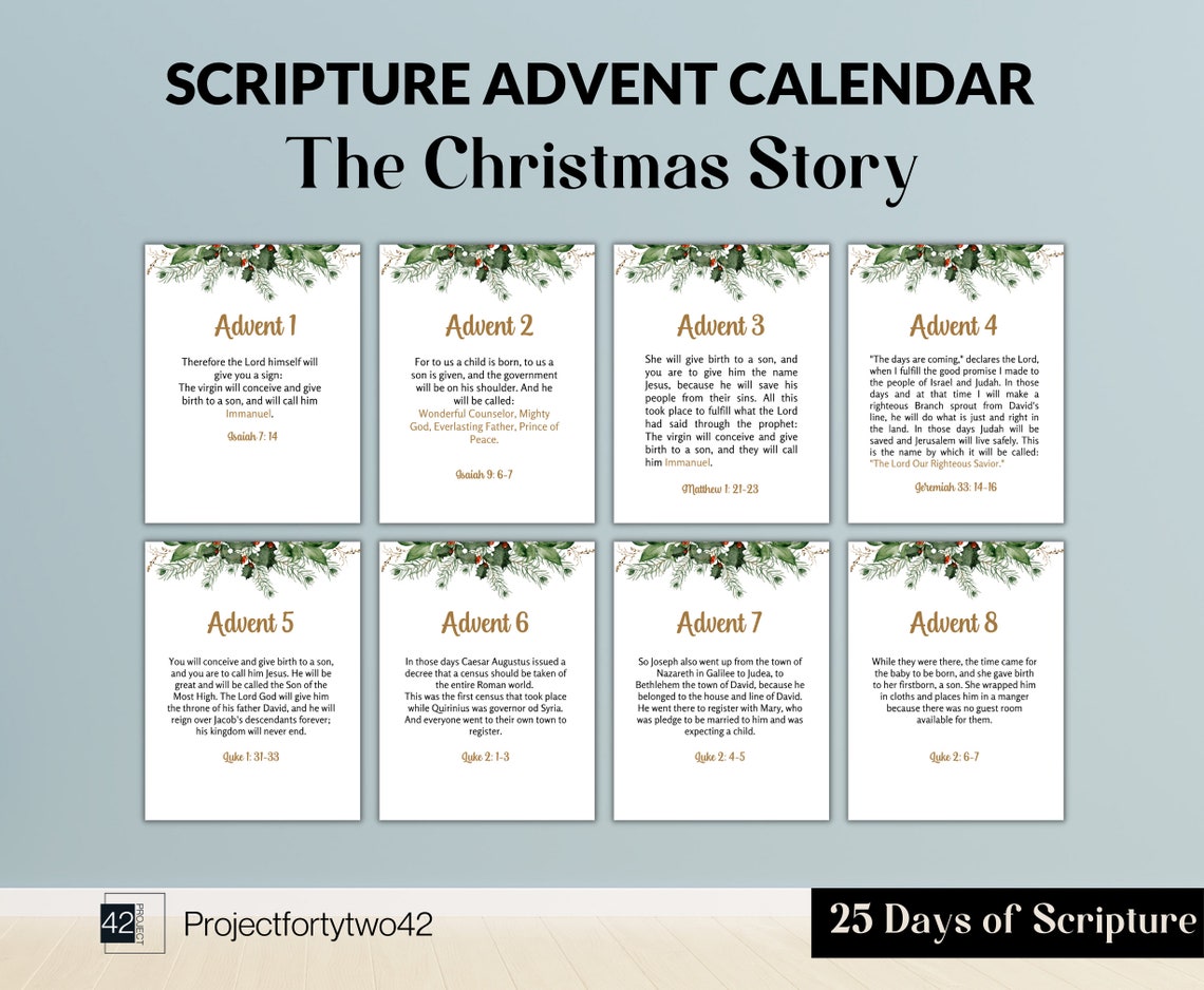 Scripture Advent Calendar for Printable Christmas Countdown - Etsy