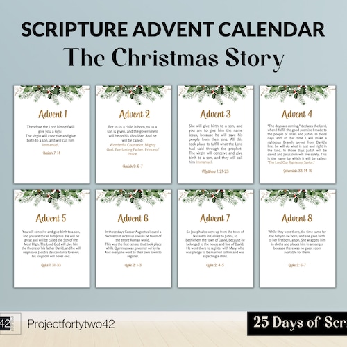 Scripture Advent Calendar for Printable Christmas Countdown | Etsy