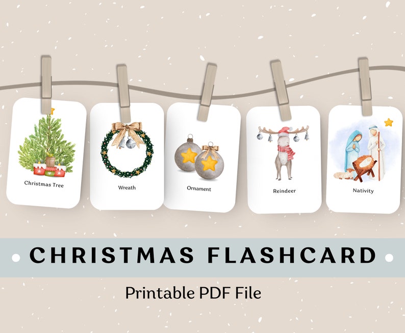 Christmas Words Flashcard, Christmas Vocabulary, Digital Download ...
