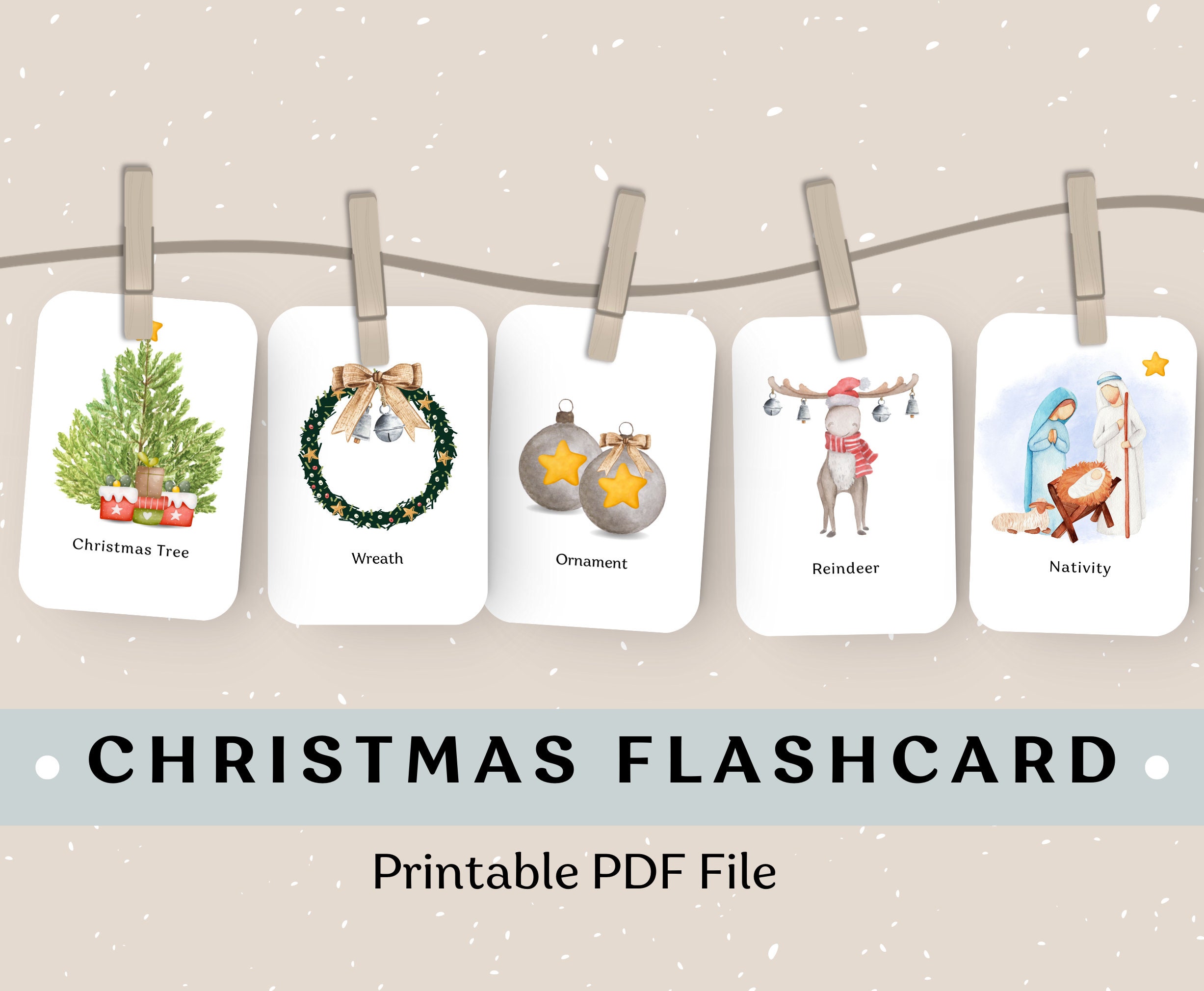 Christmas Words Flashcard, Christmas Vocabulary, Digital Download ...
