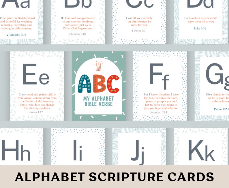 ABC Scripture Flash Cards Bible Verse Alphabet Cards Set - Etsy