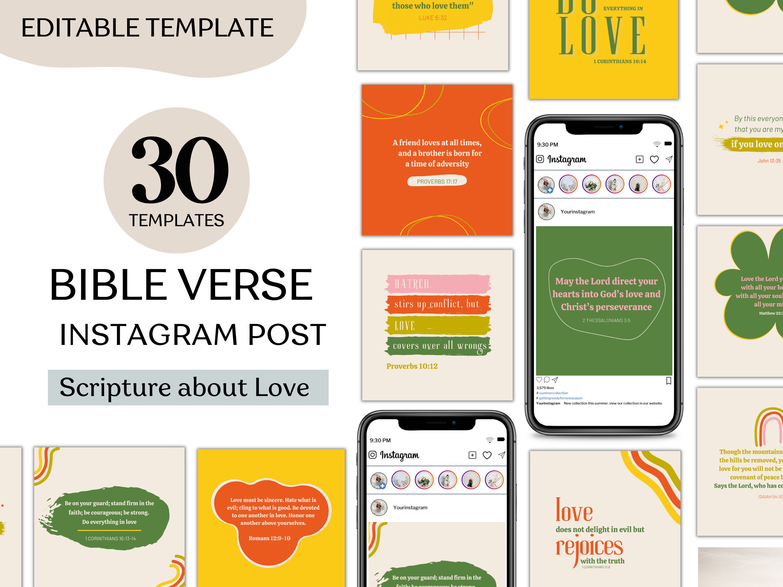 30 Scripture Instagram Template, Christian Instagram Template, Social ...