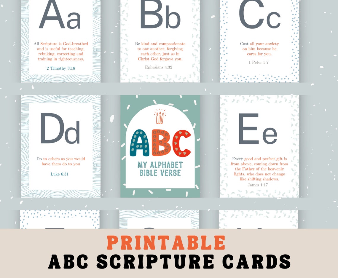 ABC Scripture Flash Cards, Bible Verse Alphabet Cards Set, Homeschool ...