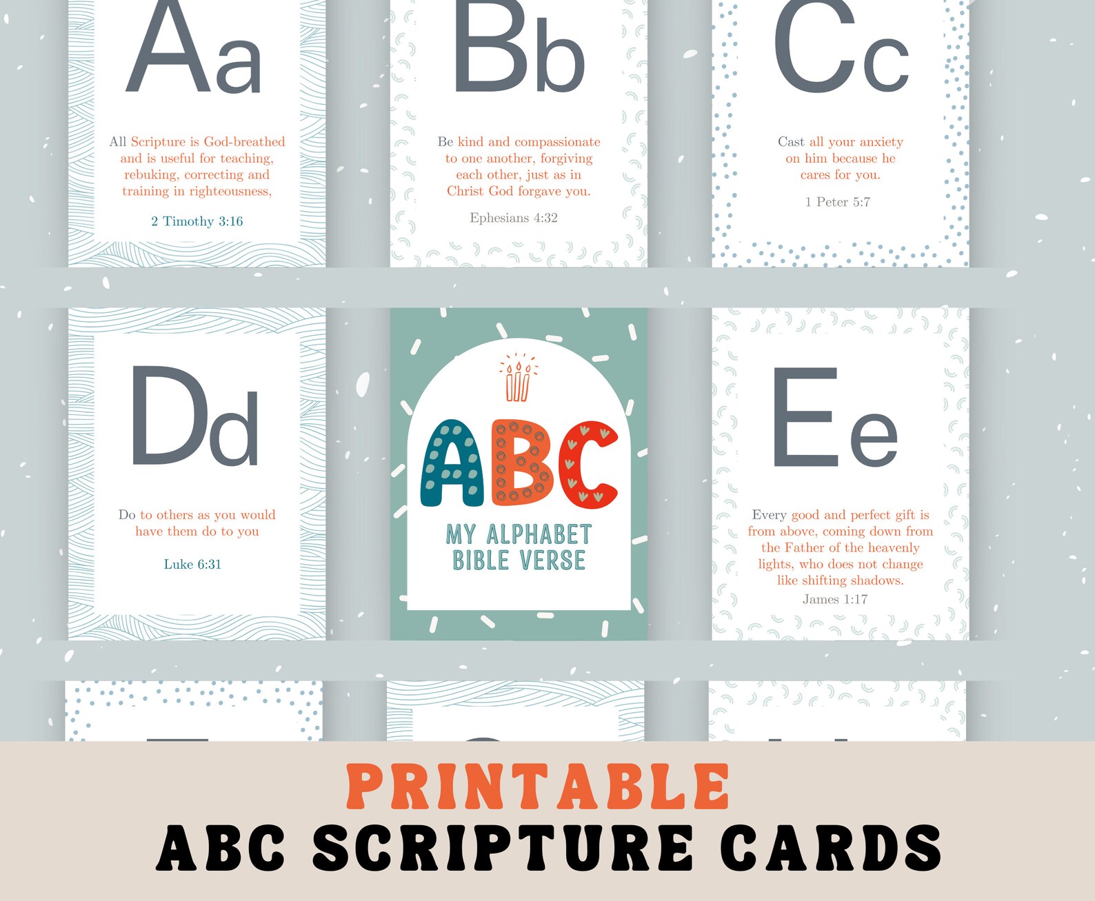 ABC Scripture Flash Cards, Bible Verse Alphabet Cards Set, Homeschool ...