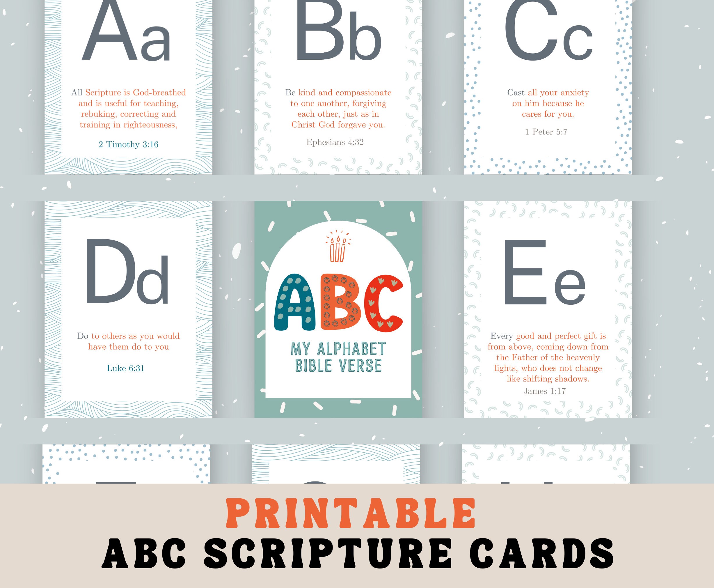 ABC Scripture Flash Cards, Bible Verse Alphabet Cards Set, Homeschool ...