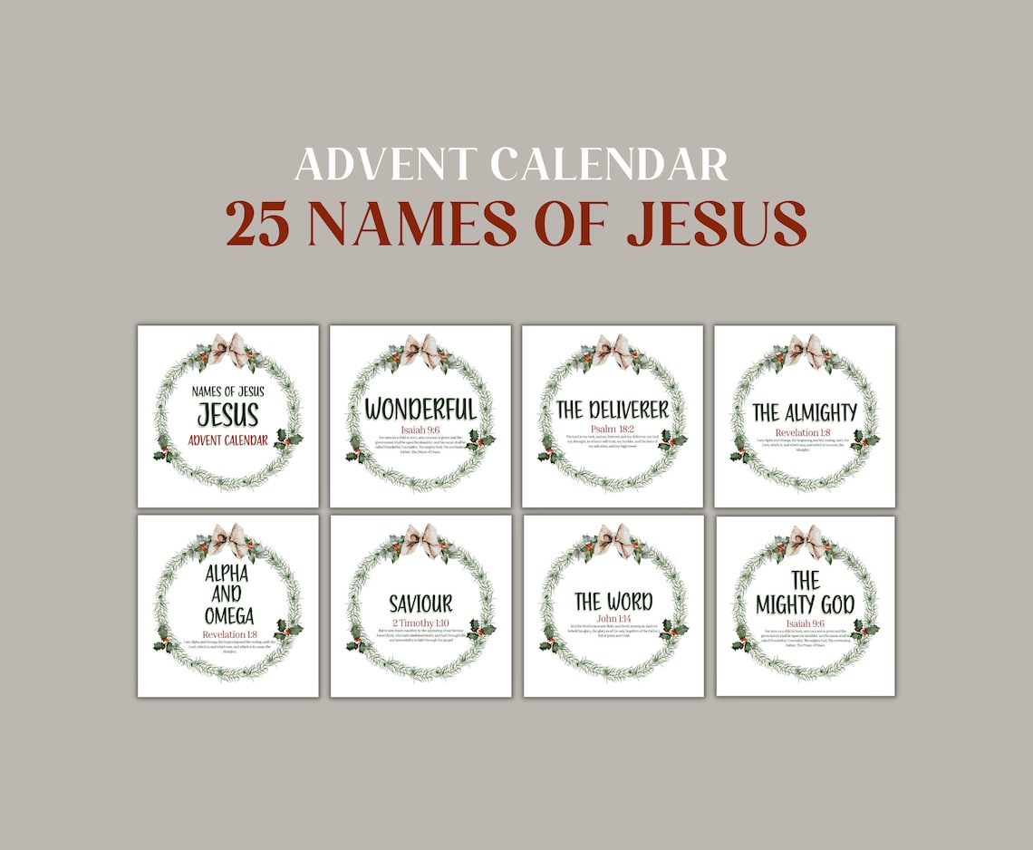 Name of Jesus Advent Calendar Printable Christmas Countdown | Etsy