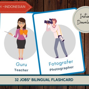 Indonesian Flashcards, Indonesian Printable, Learning Indonesian ...