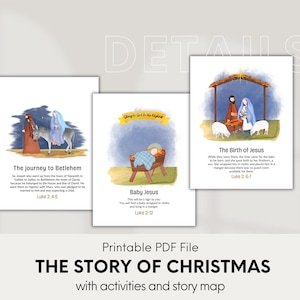 Printable Nativity Story Card Sequence for Kid, Advent Christmas Story ...