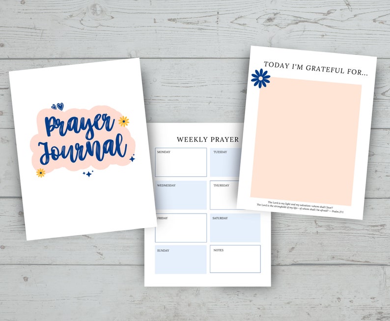 Printable Prayer Journal, Undated Sunday Sermon Note, Gratitude Journal ...