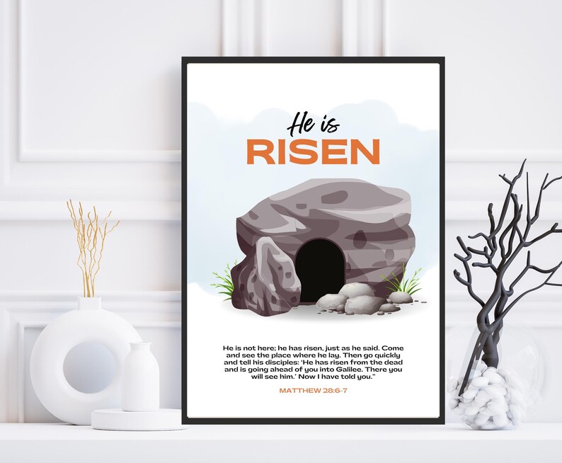 Printable Jesus Empty Tomb Wall Art, Easter Scripture Poster ...