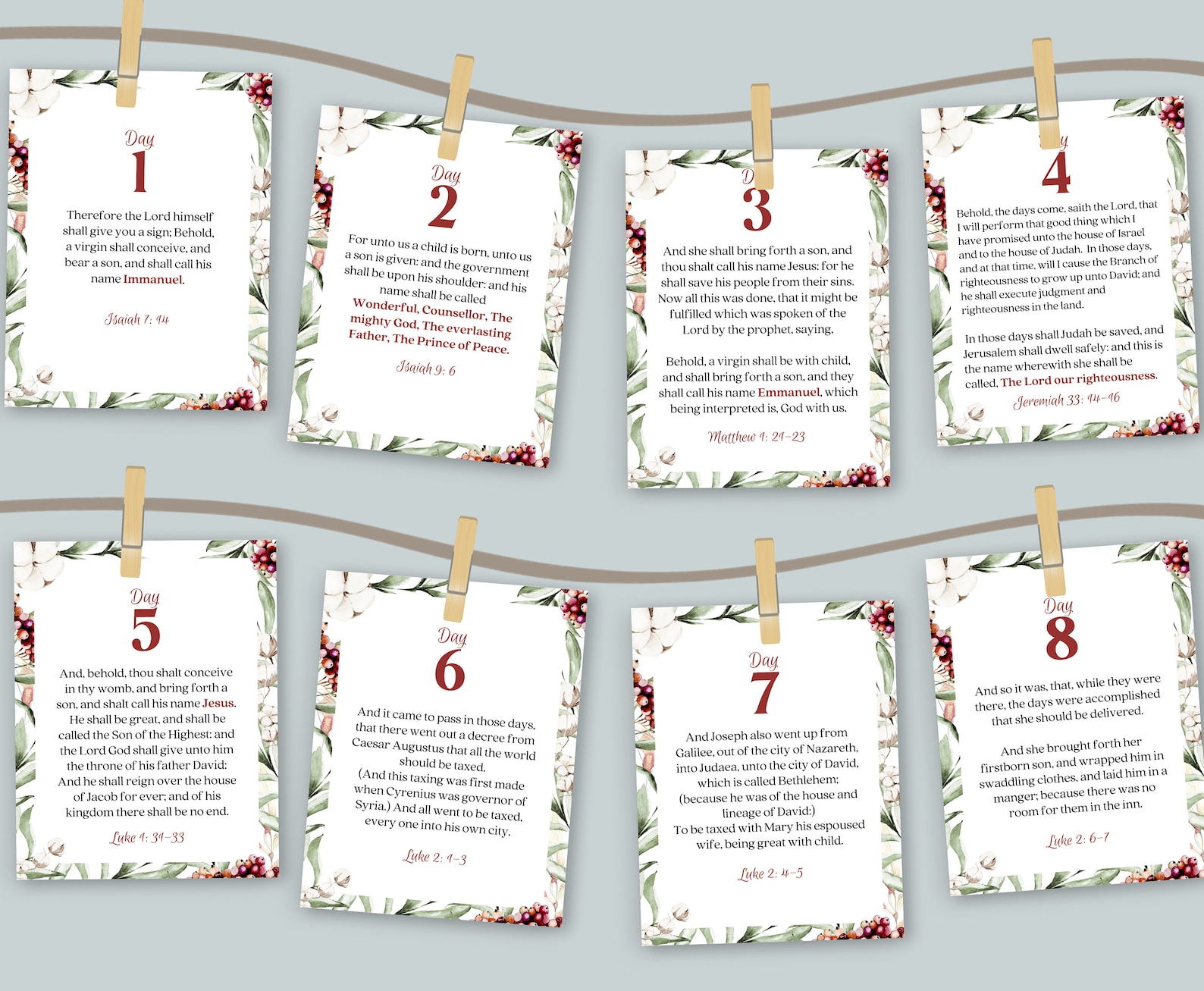 Scripture Advent Calendar for Printable, Christmas Countdown, Bible ...