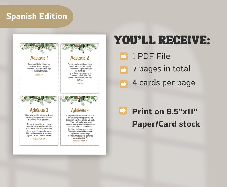 Spanish Scripture Advent Calendar, Christmas Countdown, Spanish ...