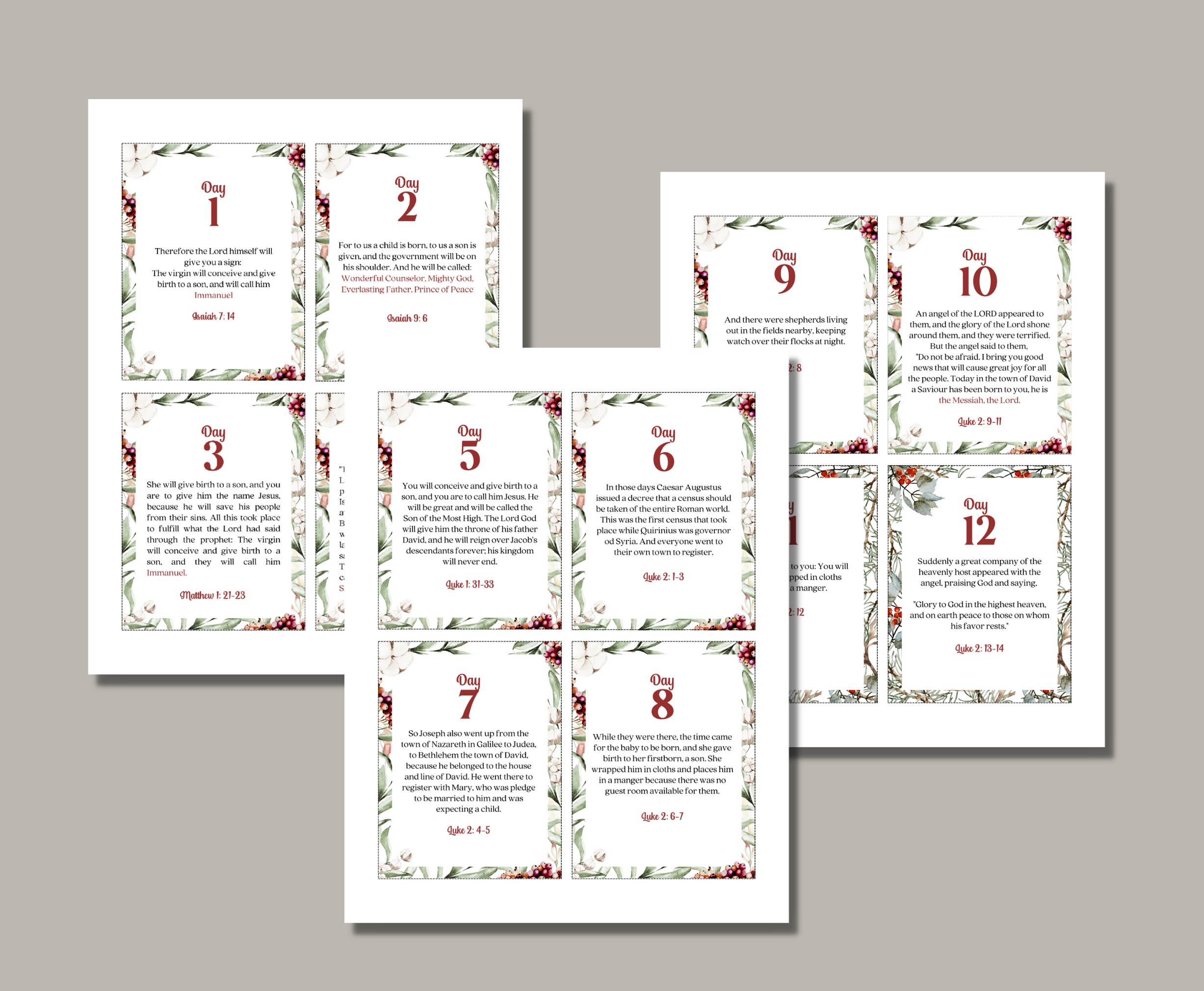 Scripture Advent Calendar for Printable Christmas Countdown | Etsy