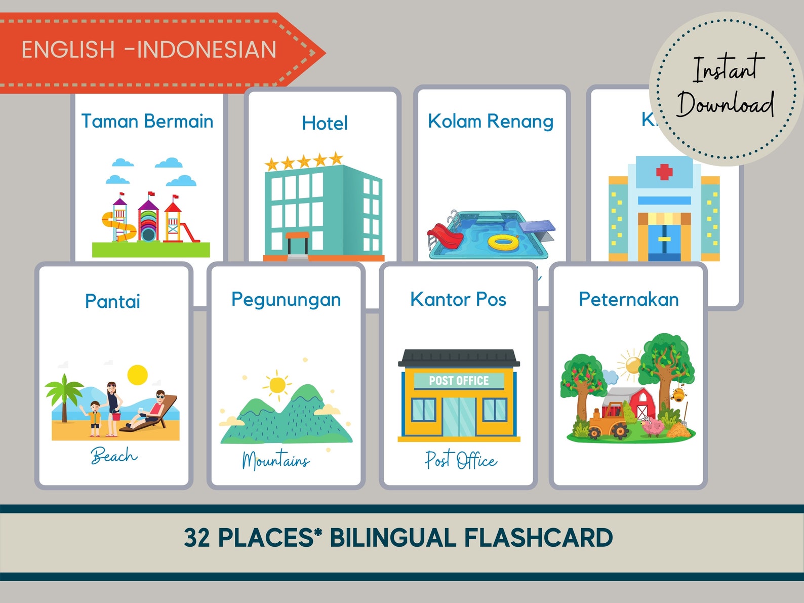 Indonesian Flashcards, Indonesian Printable, Learning Indonesian ...