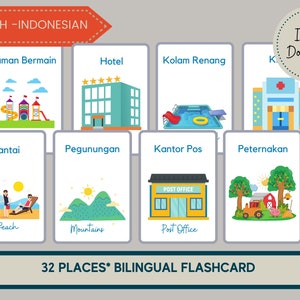 Indonesian Flashcards, Indonesian Printable, Learning Indonesian ...