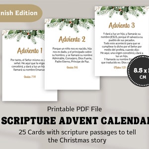 Printable Scripture Advent Calendar in Spanish, Christmas Countdown ...