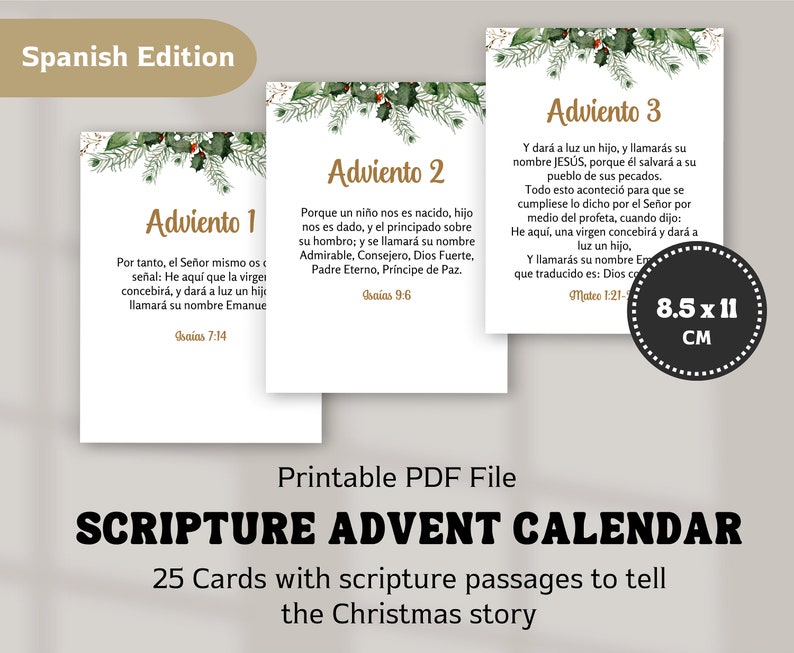 Printable Scripture Advent Calendar in Spanish, Christmas Countdown ...