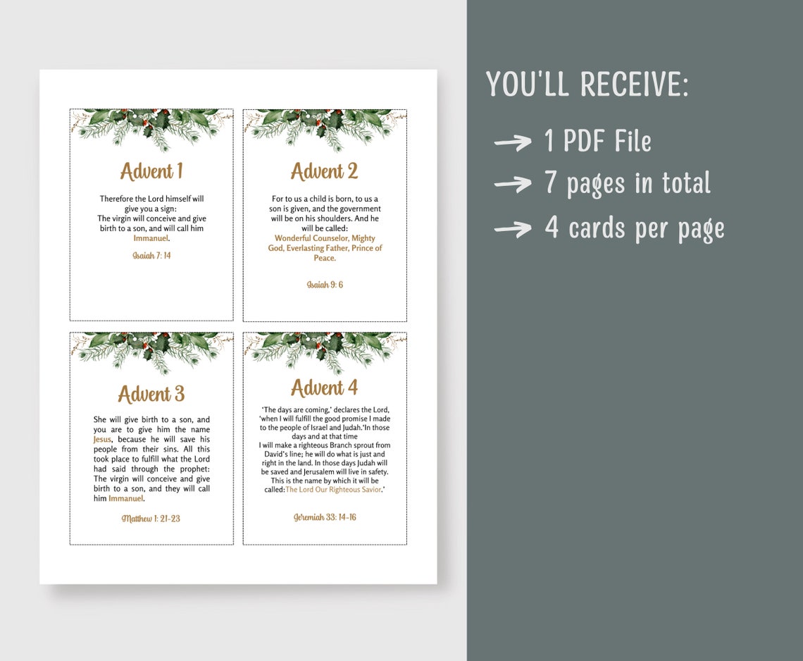 Scripture Advent Calendar for Printable Christmas Countdown - Etsy