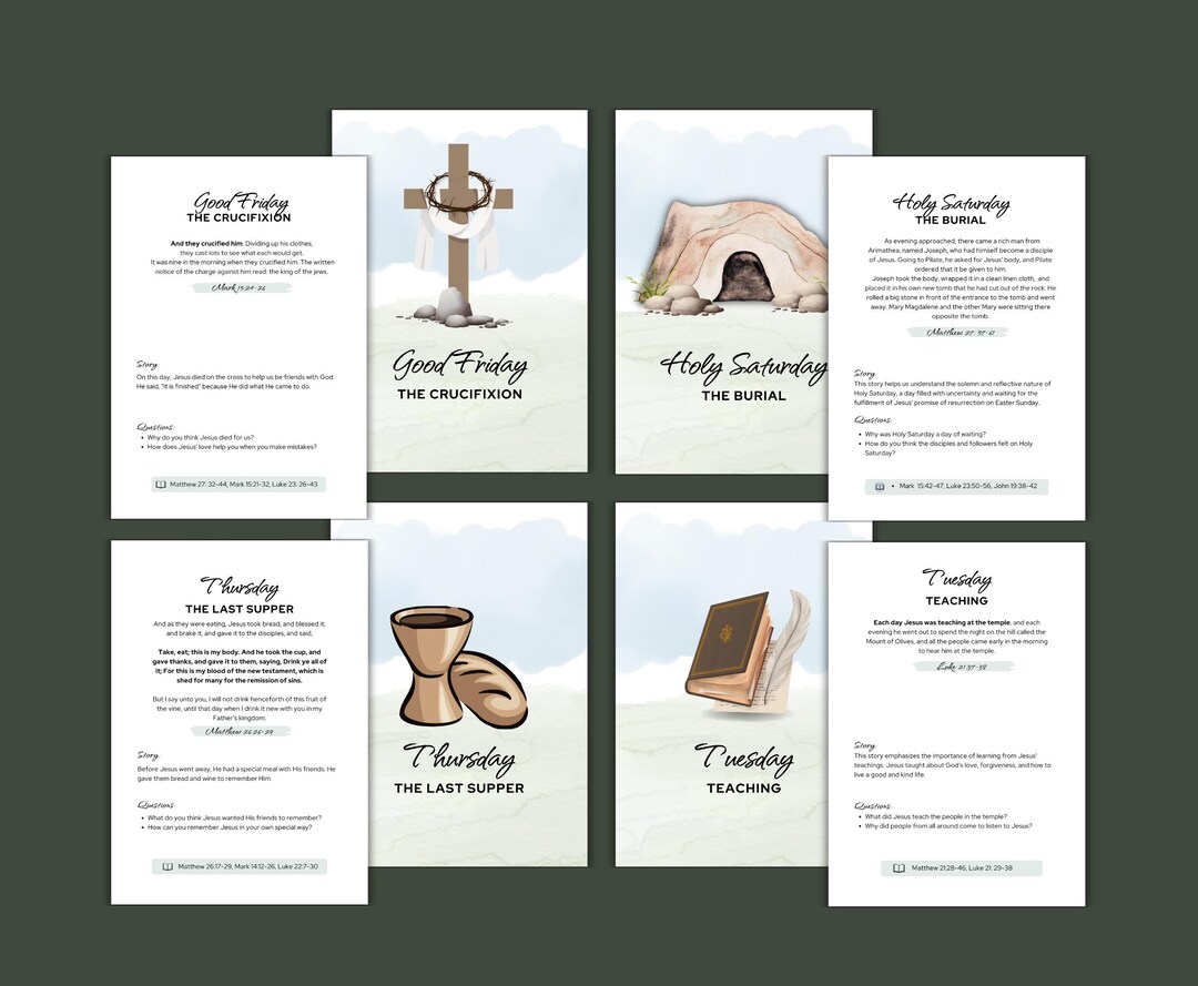 Printable Easter Holy Week Card for Kids, Christian Easter Story Bible ...