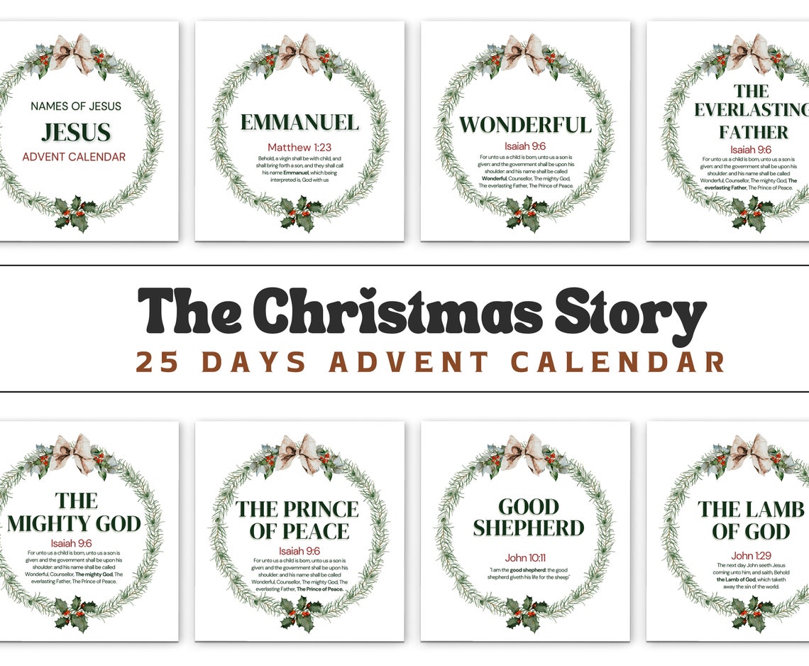 Name of Jesus Advent Calendar, Printable, Christmas Countdown, Bible ...