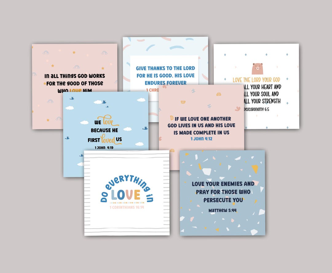 Love Bible Verse Cards for Kids, Christian Encouragement (digital ...