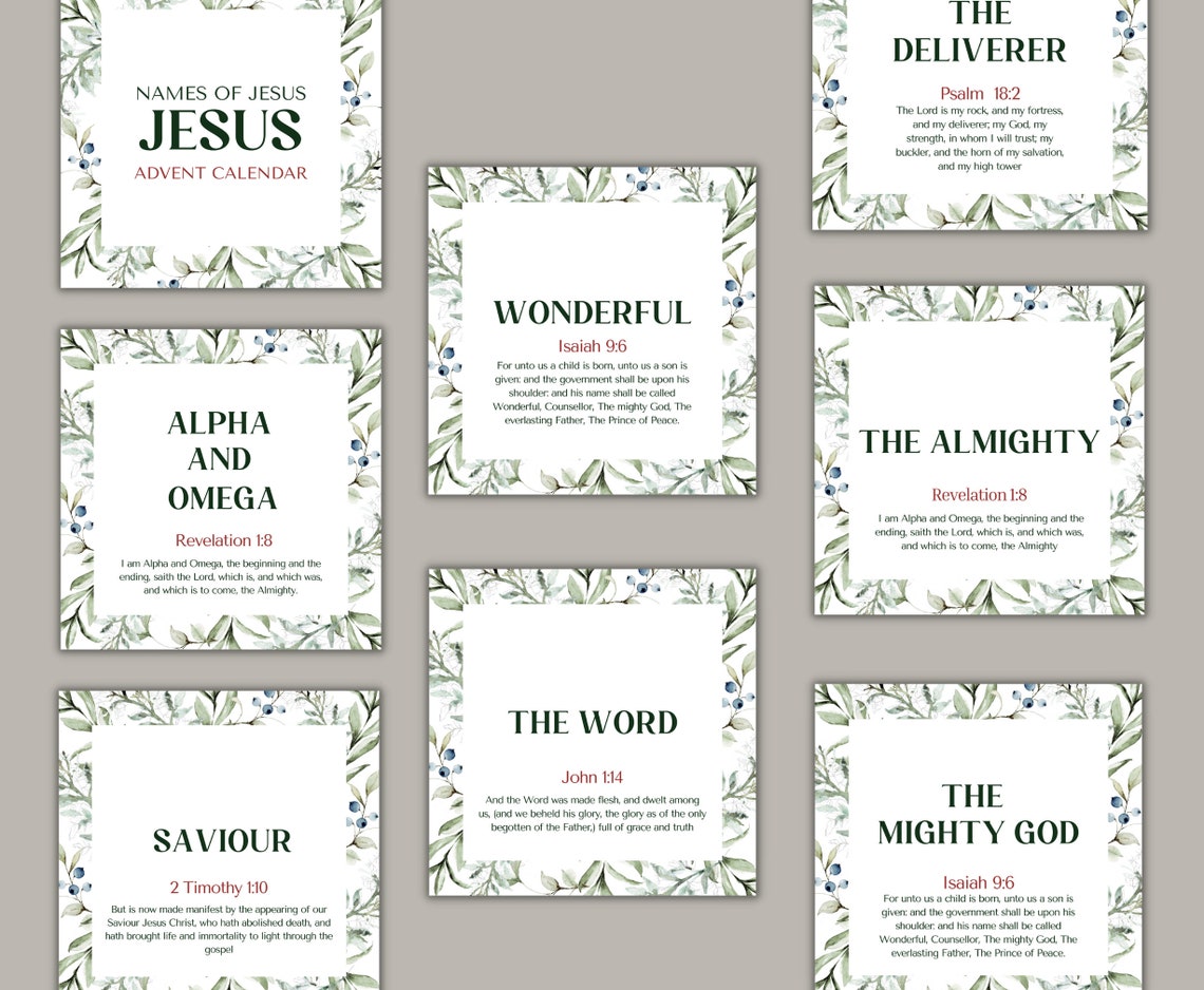 Name of Jesus Advent Calendar Printable Christmas Countdown - Etsy