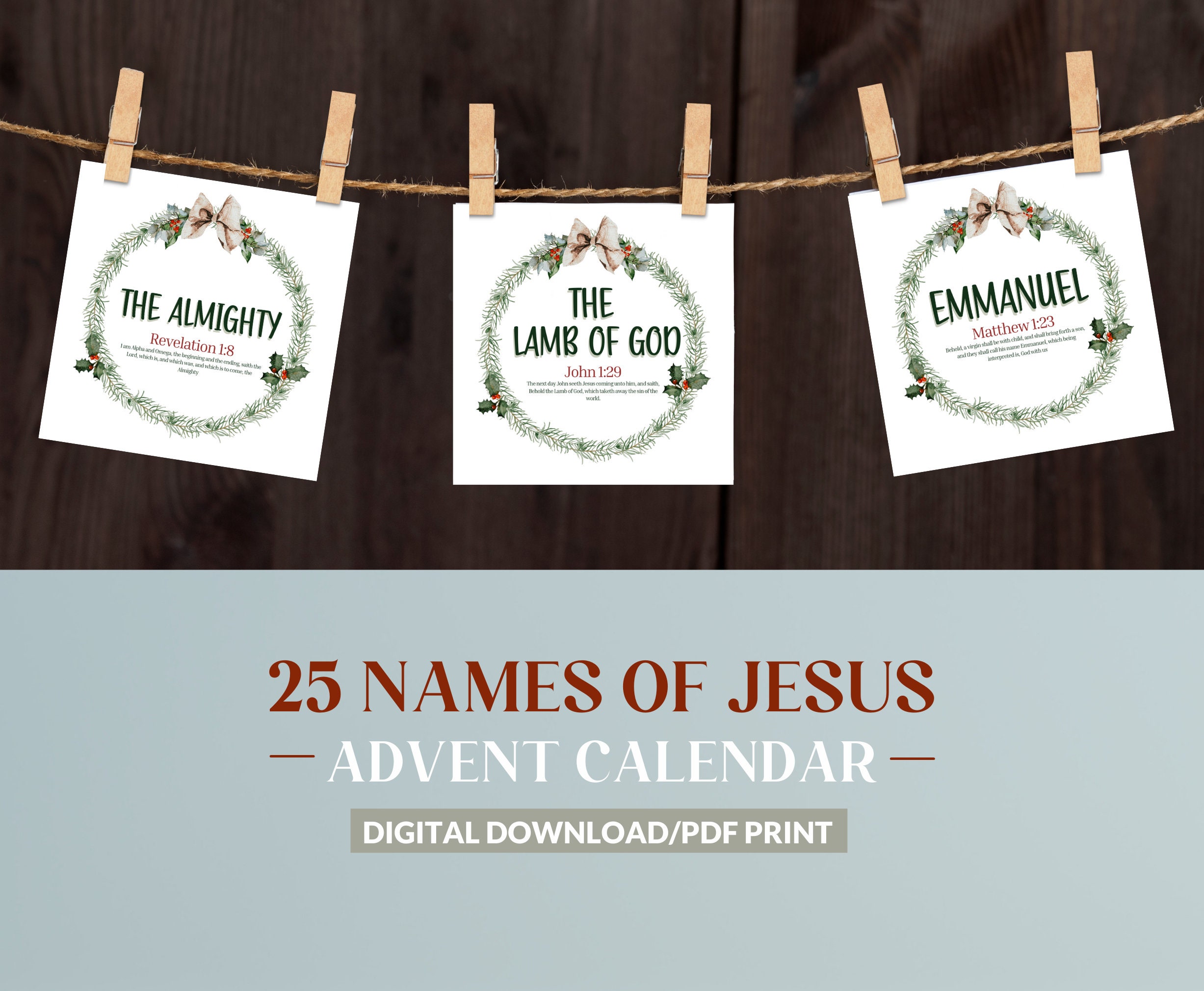 Name of Jesus Advent Calendar Printable Christmas Countdown | Etsy