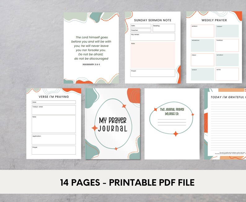 Prayer Journal Printable, Sunday Sermon Note, Gratitude Journal ...