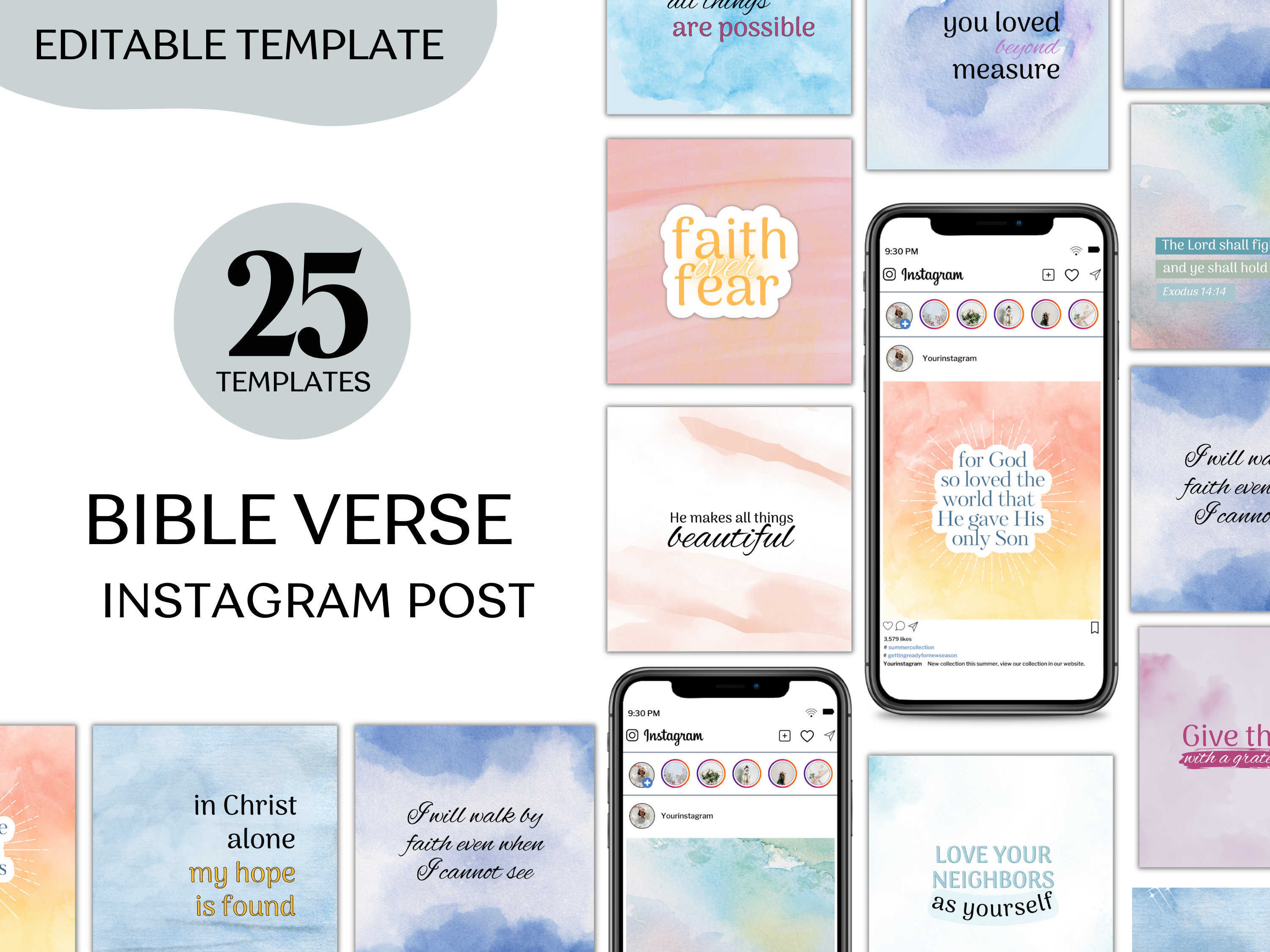 25 Bible Verse Instagram Template, Christian Instagram Template, Social ...