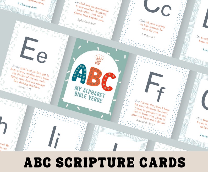 ABC Scripture Flash Cards, Bible Verse Alphabet Cards Set, Homeschool ...