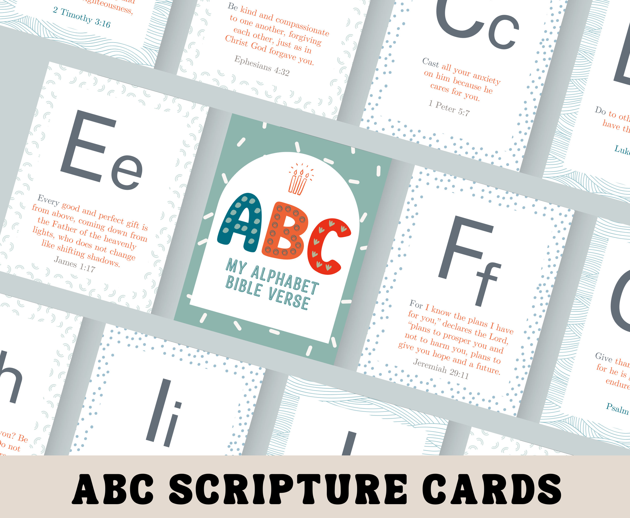 ABC Scripture Flash Cards, Bible Verse Alphabet Cards Set, Homeschool ...