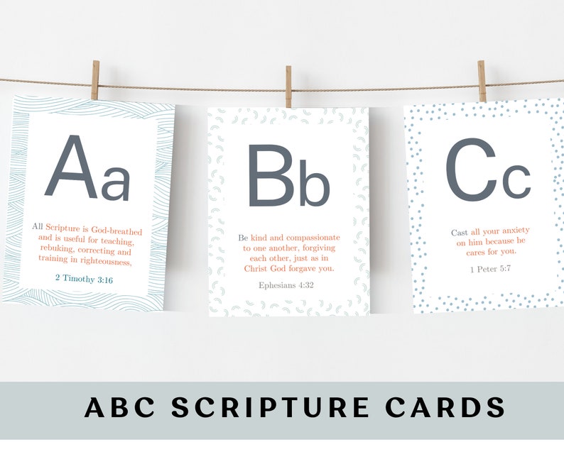 ABC Scripture Flash Cards Bible Verse Alphabet Cards Set - Etsy