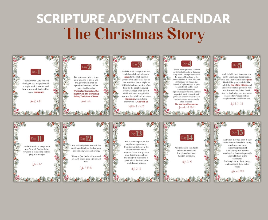 Scripture Advent Calendar for Printable Christmas Countdown - Etsy