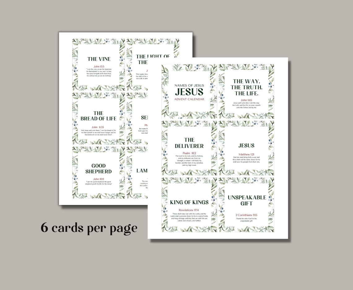 Name of Jesus Advent Calendar Printable Christmas Countdown - Etsy