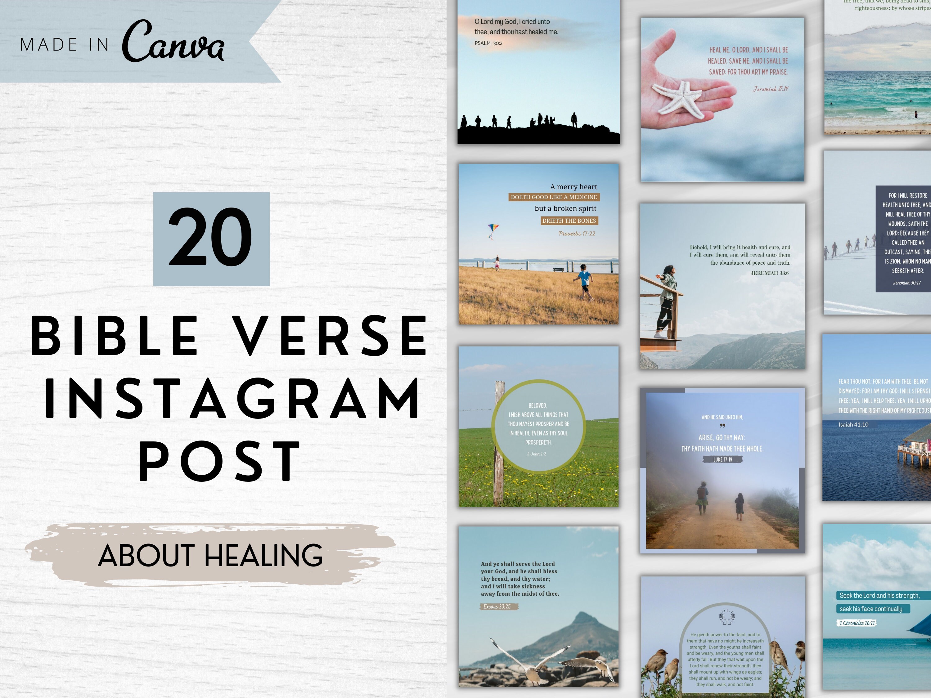 Christian Instagram Post Template, Bible Scripture About Healing and ...