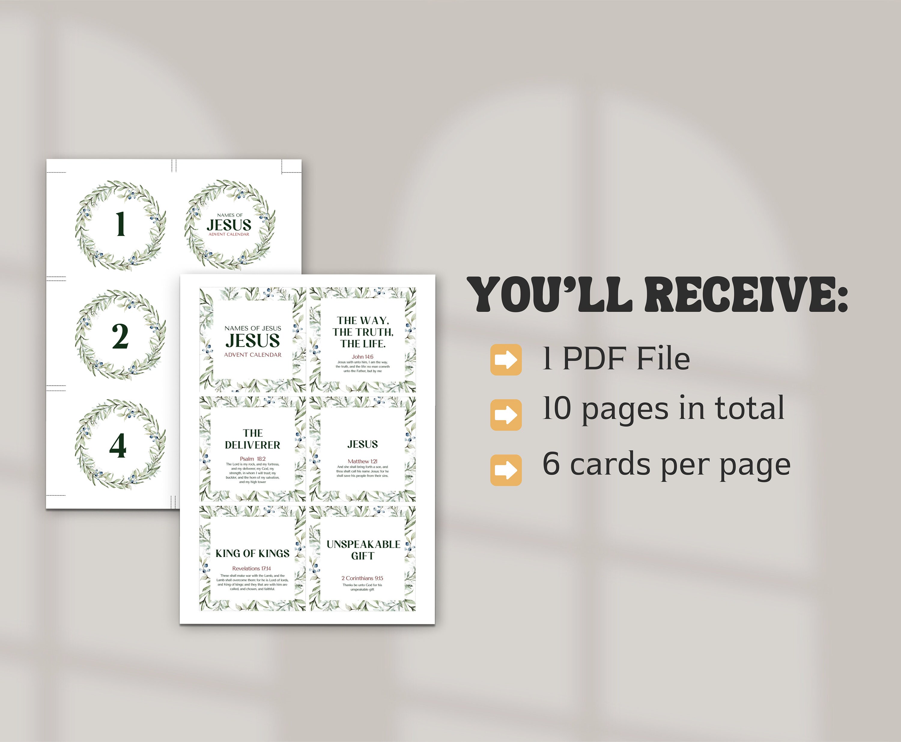 Name of Jesus Advent Calendar, Printable, Christmas Countdown, Bible ...