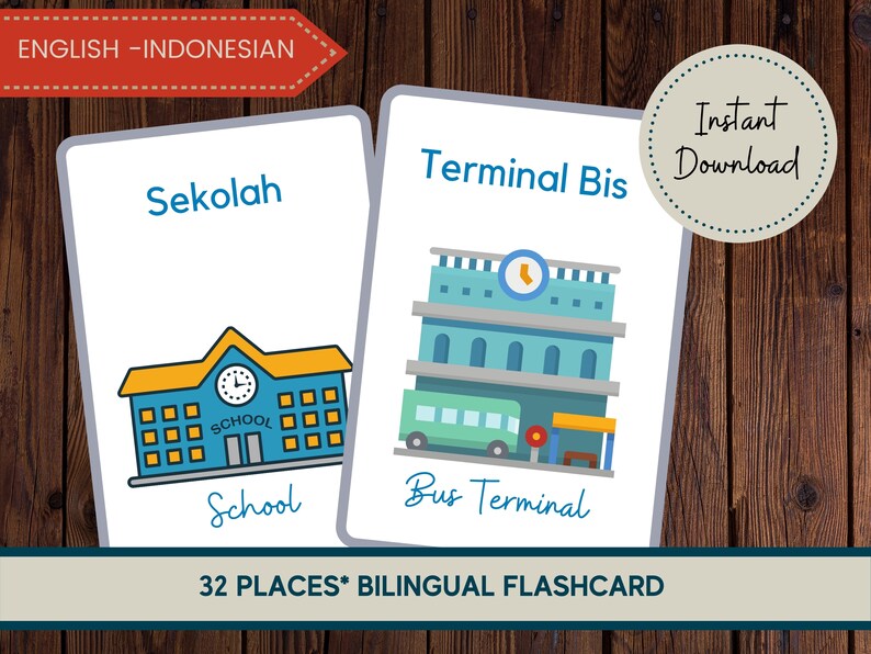 Indonesian Flashcards, Indonesian Printable, Learning Indonesian ...